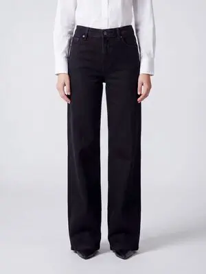 FRAME Le Slim Palazzo High-waisted Wide-leg Jeans In Denim - Black