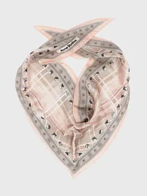Acne Studios Triangular Bandana In Organic Silk With Check Print Multicolor