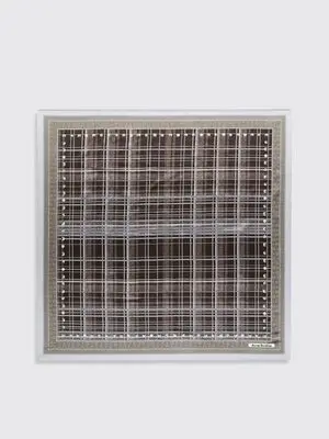 Acne Studios Square Organic Silk Foulard With Tartan Print Grey