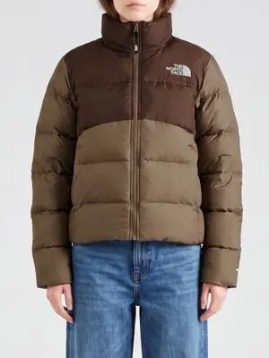 The North Face Water-repellent Cropped Puffer Jacket With Funnel Neck - Brown