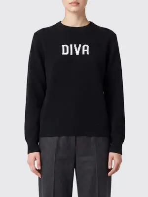 MC2 SAINT BARTH Slogan Print Cashmere And Wool Blend Sweater With Crew Neck - Black
