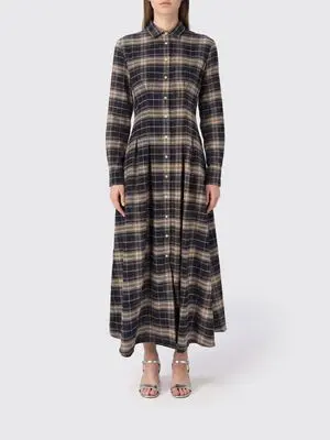 MC2 SAINT BARTH Midi Shirtdress In Viscose Blend With Classic Collar - Blue