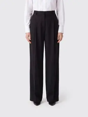 Emporio Armani High-waisted Crêpe Palazzo Trousers With Pleats - Black