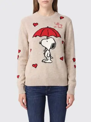 MC2 SAINT BARTH Graphic Print Cashmere And Wool Blend Jumper With Crew Neck - Beige
