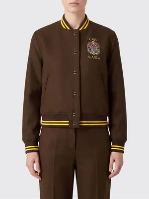 Casablanca Cropped Virgin Wool Bomber Jacket With Contrast Trims