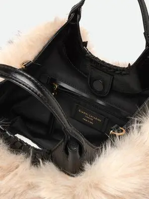 GIANNI CHIARINI Dua Faux Fur Handbag With Leather Details - Natural