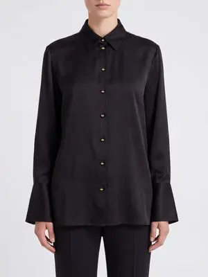 Zimmermann Long-sleeved Silk Shirt With Flared Cuffs - Black