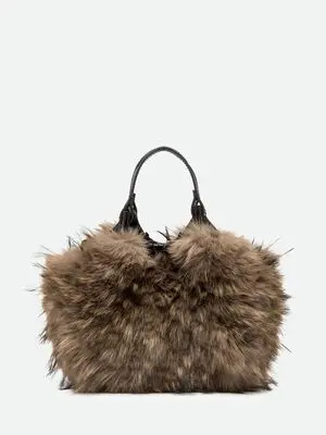 GIANNI CHIARINI Dua Mini Faux Fur And Cowhide Leather Handbag - Brown