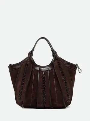 GIANNI CHIARINI Dua Embroidered Woven And Suede Leather Handbag - Brown