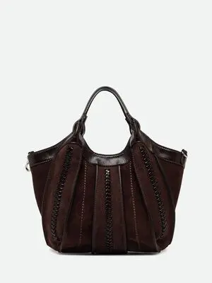 GIANNI CHIARINI Dua Embroidered Woven And Suede Leather Handbag - Brown