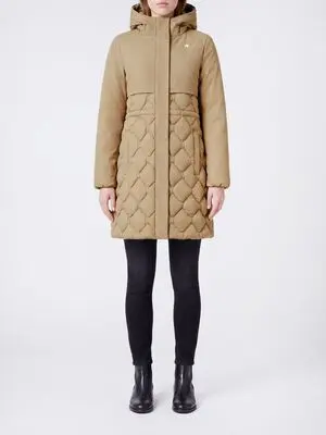 K-WAY Long Quilted Parka With Hood And Primaloft® Technology - Beige
