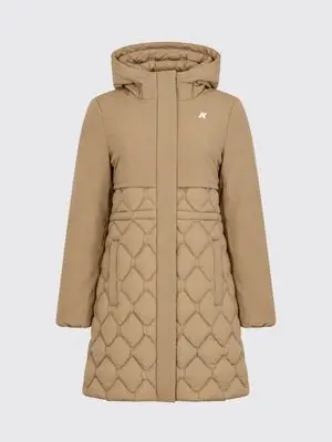 K-WAY Long Quilted Parka With Hood And Primaloft® Technology - Beige