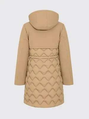 K-WAY Long Quilted Parka With Hood And Primaloft® Technology - Beige