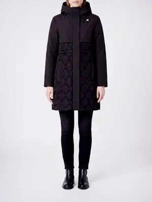 K-WAY Long Quilted Parka With Hood And Primaloft® Technology - Black