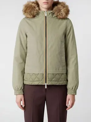 K-WAY Tosca Short Parka With Shearling Hood And Primaloft® Technology - Green