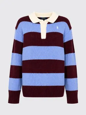 Polo Ralph Lauren Striped Wool Blend Knit Polo With Pony Logo - Red