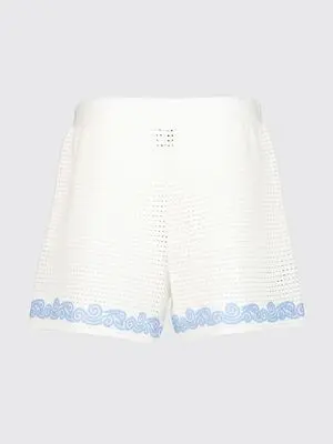 Casablanca Embroidered Perforated Cotton Knit Shorts