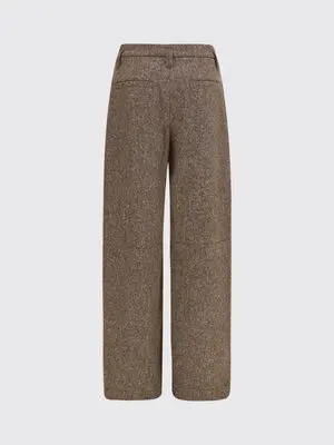 Brunello Cucinelli High-waisted Virgin Wool Palazzo Trousers With Monili