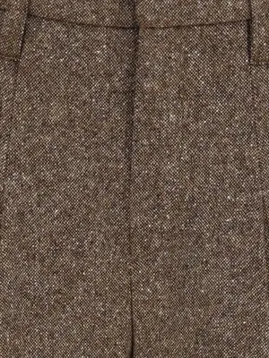 Brunello Cucinelli High-waisted Virgin Wool Palazzo Trousers With Monili