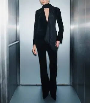 Marella Stretch-velvet Silk-scarf Blazer