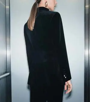 Marella Stretch-velvet Silk-scarf Blazer