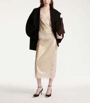 Marella Sequin Lace-trim Midi Skirt - Grey