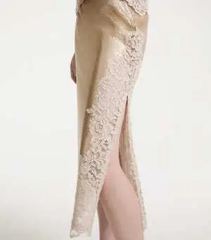 Marella Sequin Lace-trim Midi Skirt - Grey
