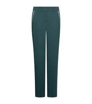 Marella Envers Satin Straight Trousers - Navy