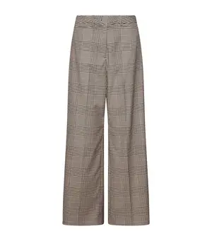 Marella Check Relaxed Trousers - Brown