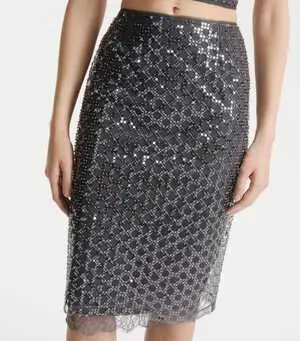 Marella Sequinned Mini Skirt - Grey