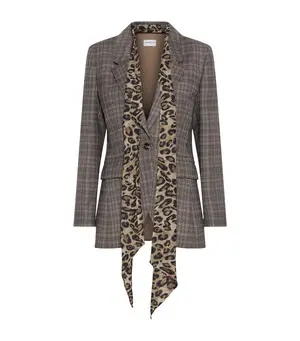 Marella Wool Check Scarf-detail Blazer - Beige