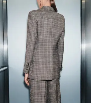 Marella Wool Check Scarf-detail Blazer - Beige
