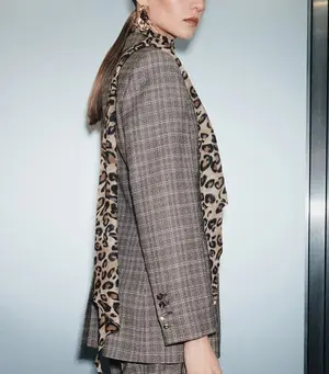 Marella Wool Check Scarf-detail Blazer - Beige