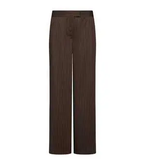 Marella Wool-blend Pinstripe Wide-leg Trousers - Brown