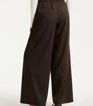 Marella Wool-blend Pinstripe Wide-leg Trousers