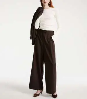 Marella Wool-blend Pinstripe Wide-leg Trousers