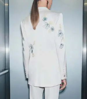 Marella Satin Embroidered Scarf-detail Blazer
