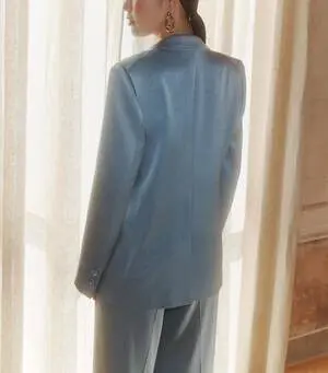 Marella Satin Single-breasted Blazer - Blue