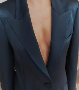 Marella Satin Single-breasted Blazer - Navy