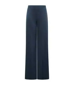 Marella Satin Wide-leg Trousers - Navy
