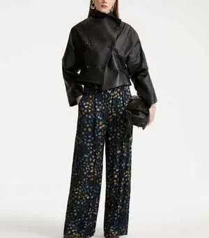 Marella Twill Printed Trousers - Navy