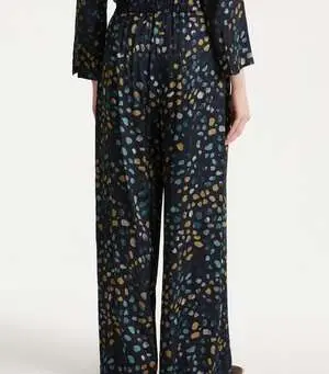Marella Twill Printed Trousers - Navy
