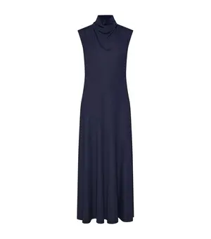 Marella Jersey High-neck Midi Dress - Navy