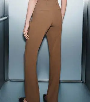 Marella Satin Flared Trousers - Brown