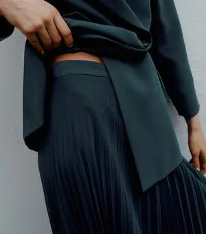 Marella Georgette Pleated Skirt - Navy