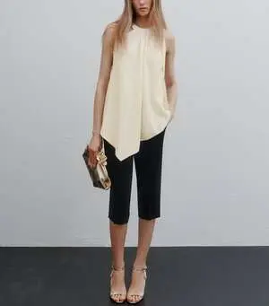 Marella Satin Asymmetrical Top - White