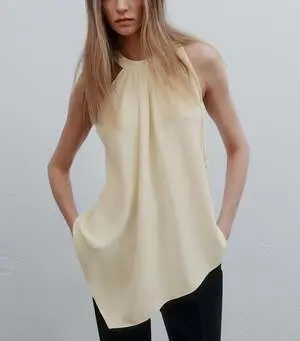 Marella Satin Asymmetrical Top - White
