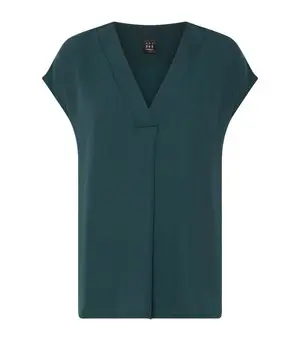 Marella Satin V-neck Blouse - Navy