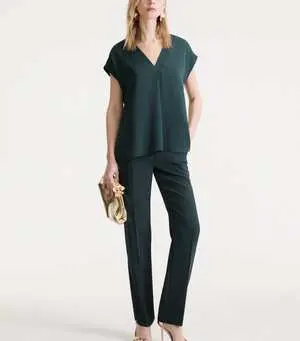 Marella Satin V-neck Blouse - Navy