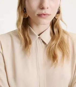 Marella Crepe De Chine Flower-detail Shirt - Beige